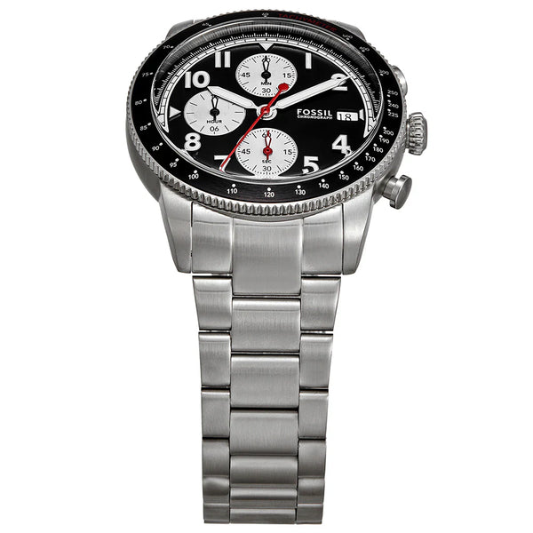 Fossil Sport Tourer Gents Black Dial Stainless Steel Chronograph Watch ...