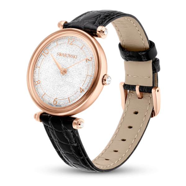 Swarovski Crystalline Wonder Watch Swiss Made, Leather strap, Black, R ...