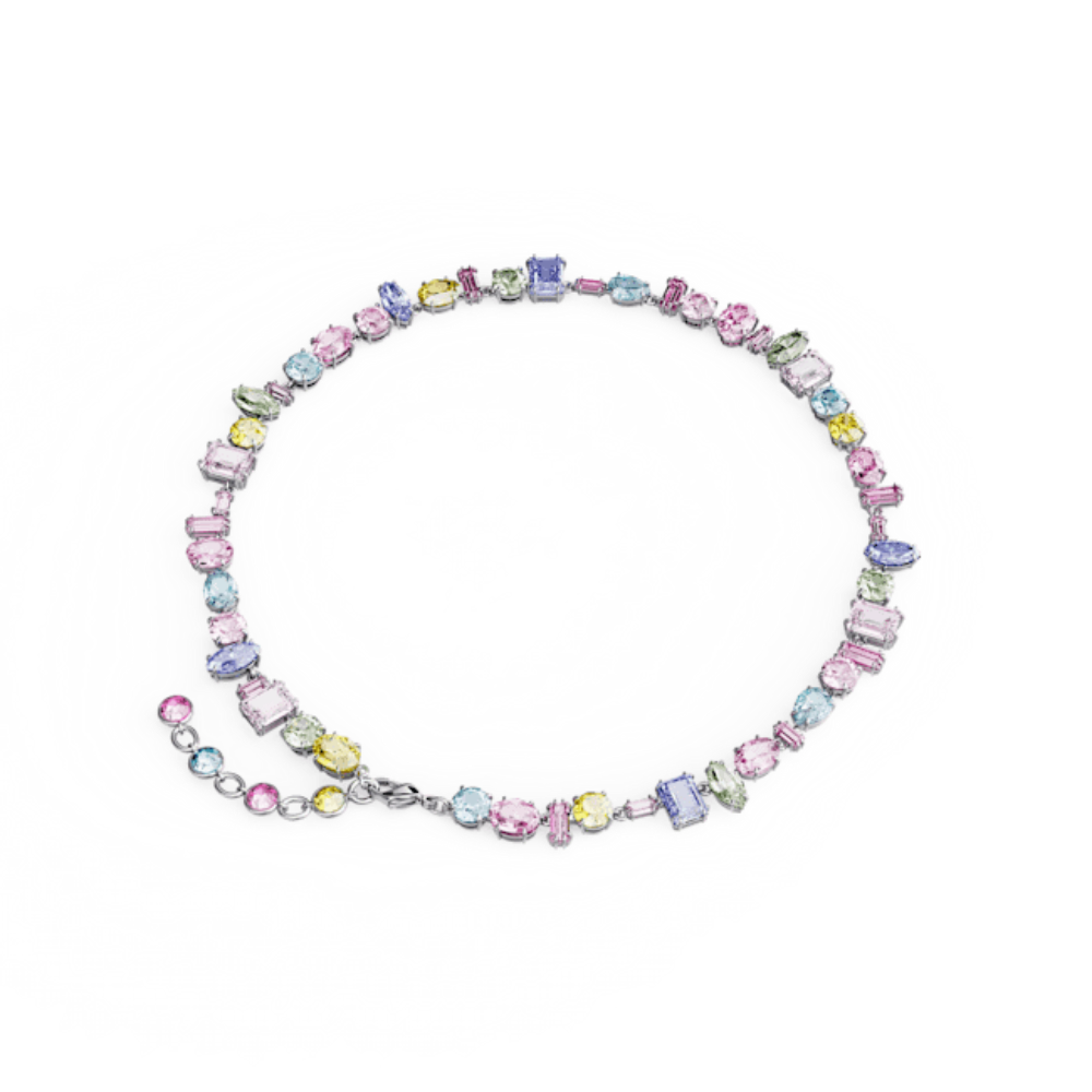 Swarovski Gema Necklace Mixed cuts, Multicolored, Rhodium plated ...