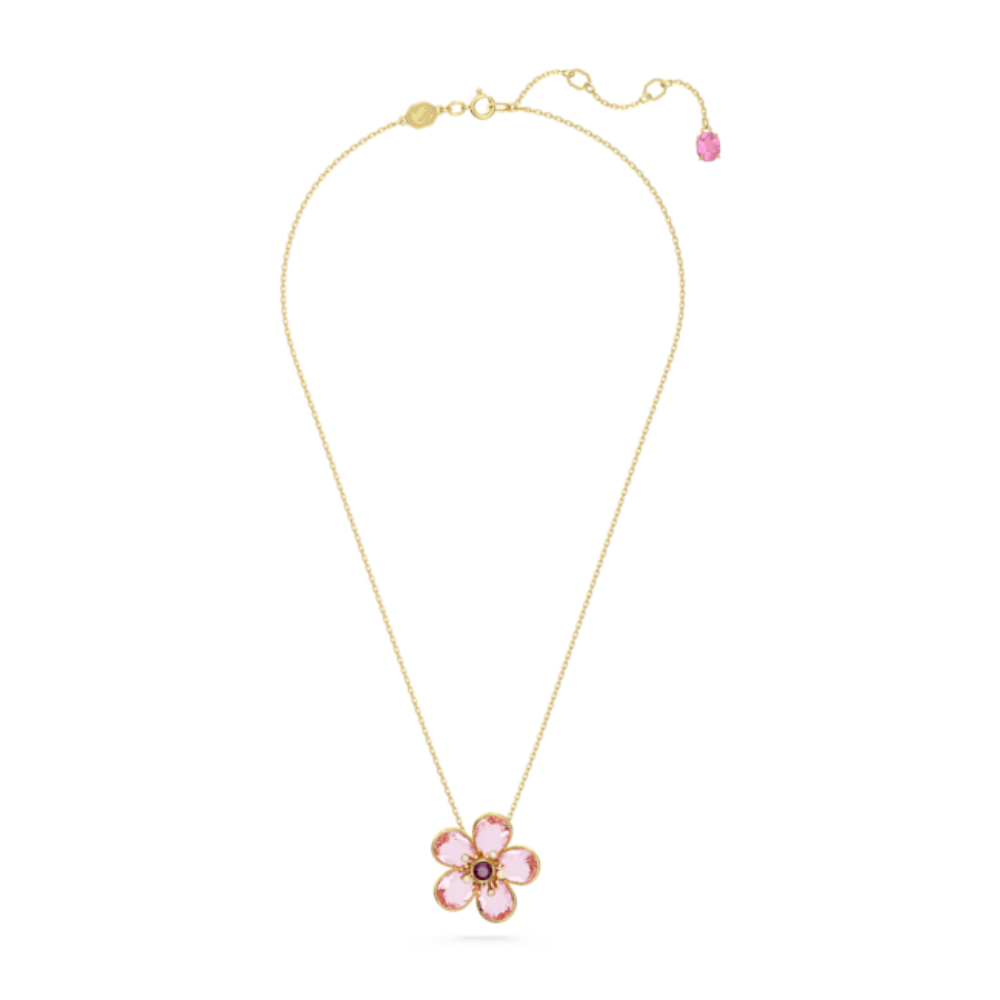 Swarovski Florere Necklace Flower, Small, Pink, Gold-tone plated ...