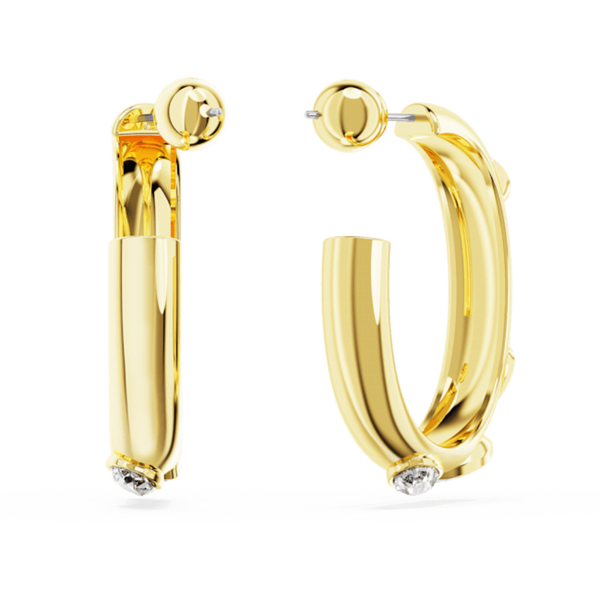 Swarovski Dextera Hoop Earrings Mixed cuts, White, Gold-tone plated ...
