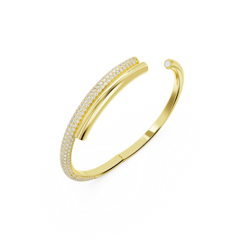 Swarovski Dextera Bangle Magnetic closure, White, Gold-tone plated, Me ...