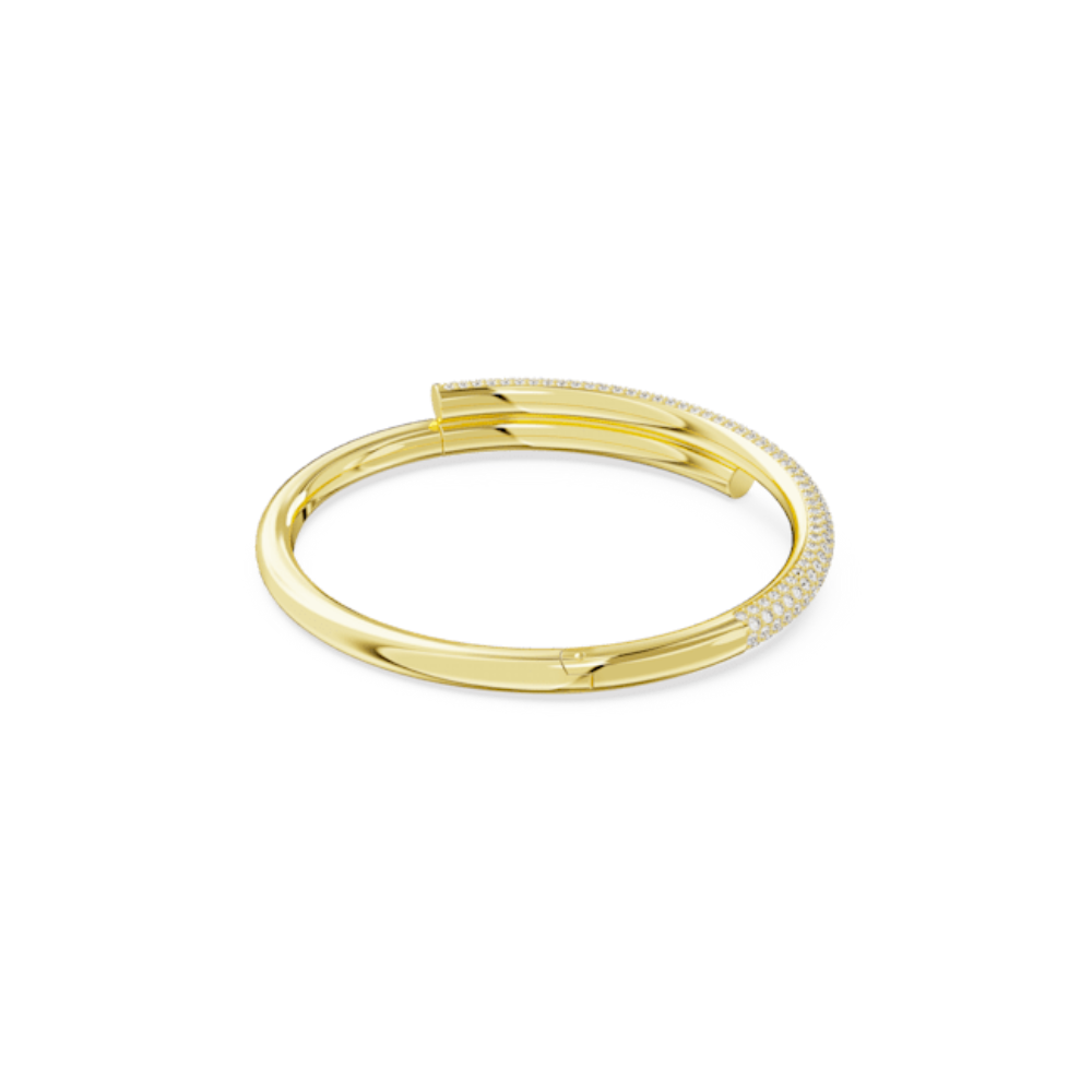 Swarovski Dextera Bangle Magnetic closure, White, Gold-tone plated, Me ...