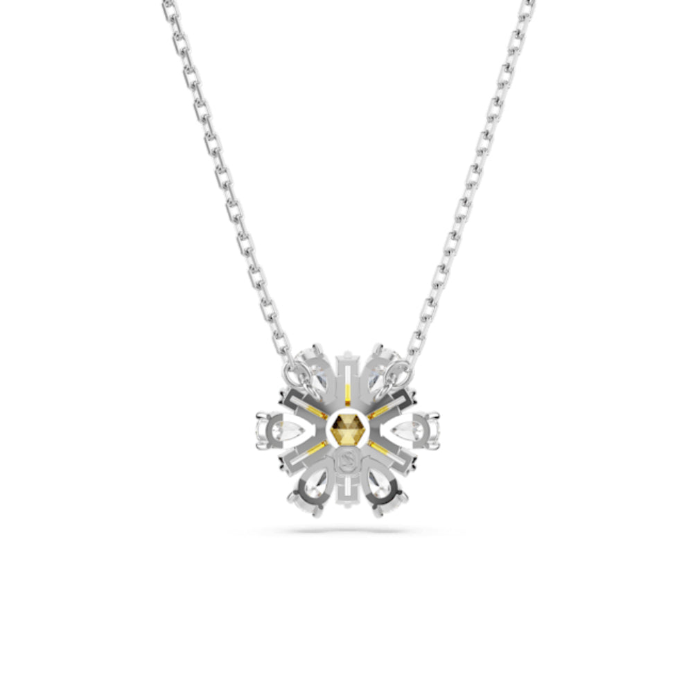 Swarovski Idyllia pendant Flower Necklace, Yellow, Rhodium plated ...