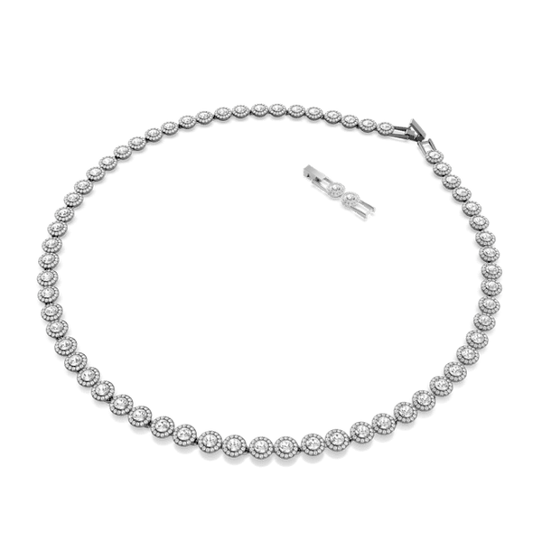 Swarovski Una Necklace Round Cut, Long, White, Ruthenium plated ...