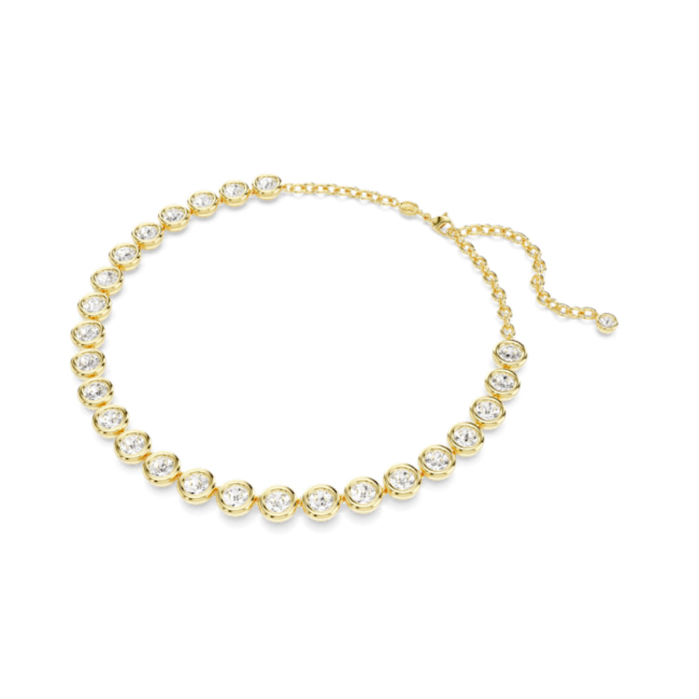 Swarovski Imber Necklace Round cut, White, Gold-tone plated – Bluesalon.com