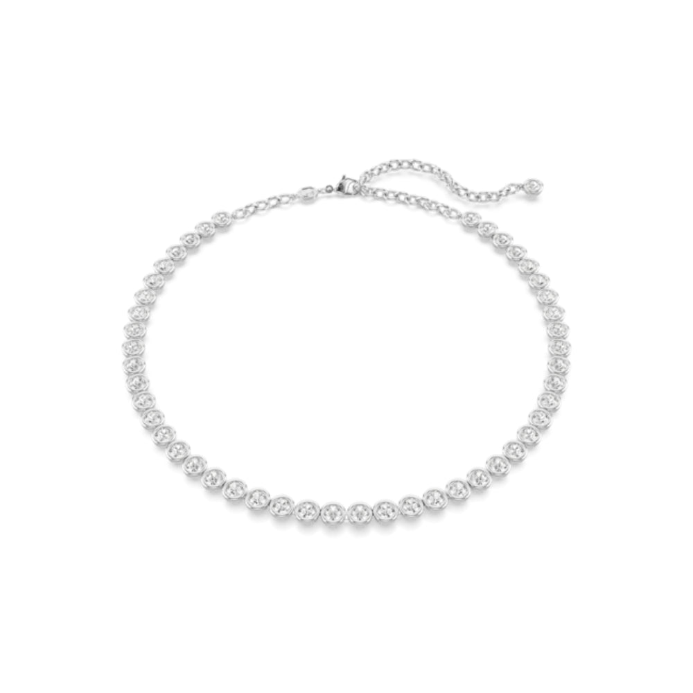 Swarovski Imber Tennis Necklace Round cut, Gray, Ruthenium plated ...
