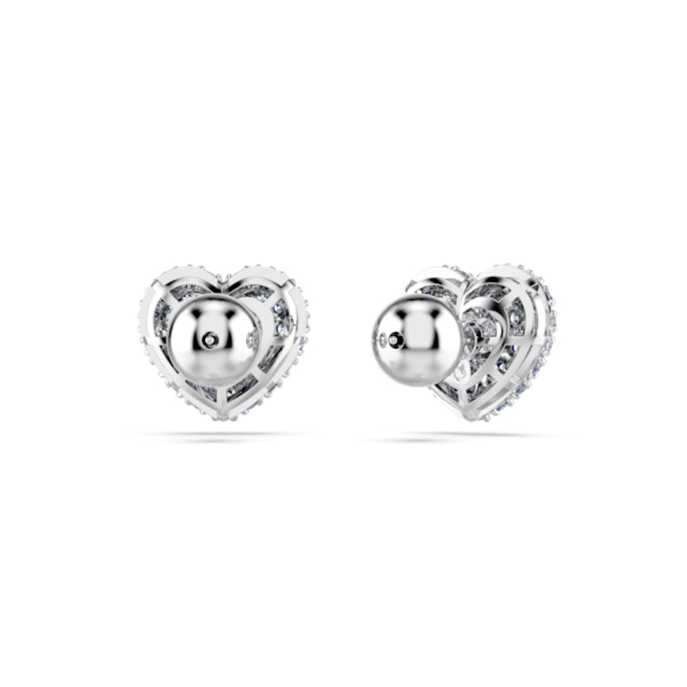 Swarovski Hyperbola Stud Earrings Heart, Blue, Rhodium plated ...