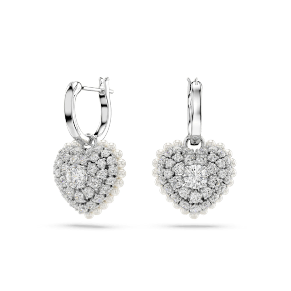Swarovski Hyperbola Drop Earrings Heart, White, Rhodium plated – Blue Salon