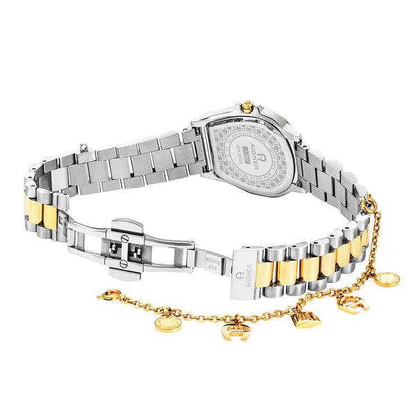 Aigner Alba Ladies Blue Dial Stainless Steel Silver Gold Plated Watch ...