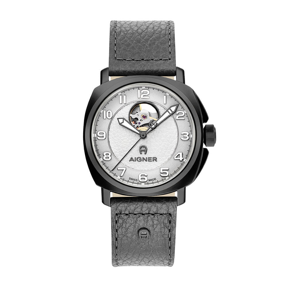 Aigner Cavallo Men's Limited Edition Automatic Grey Leather Strap Watc ...
