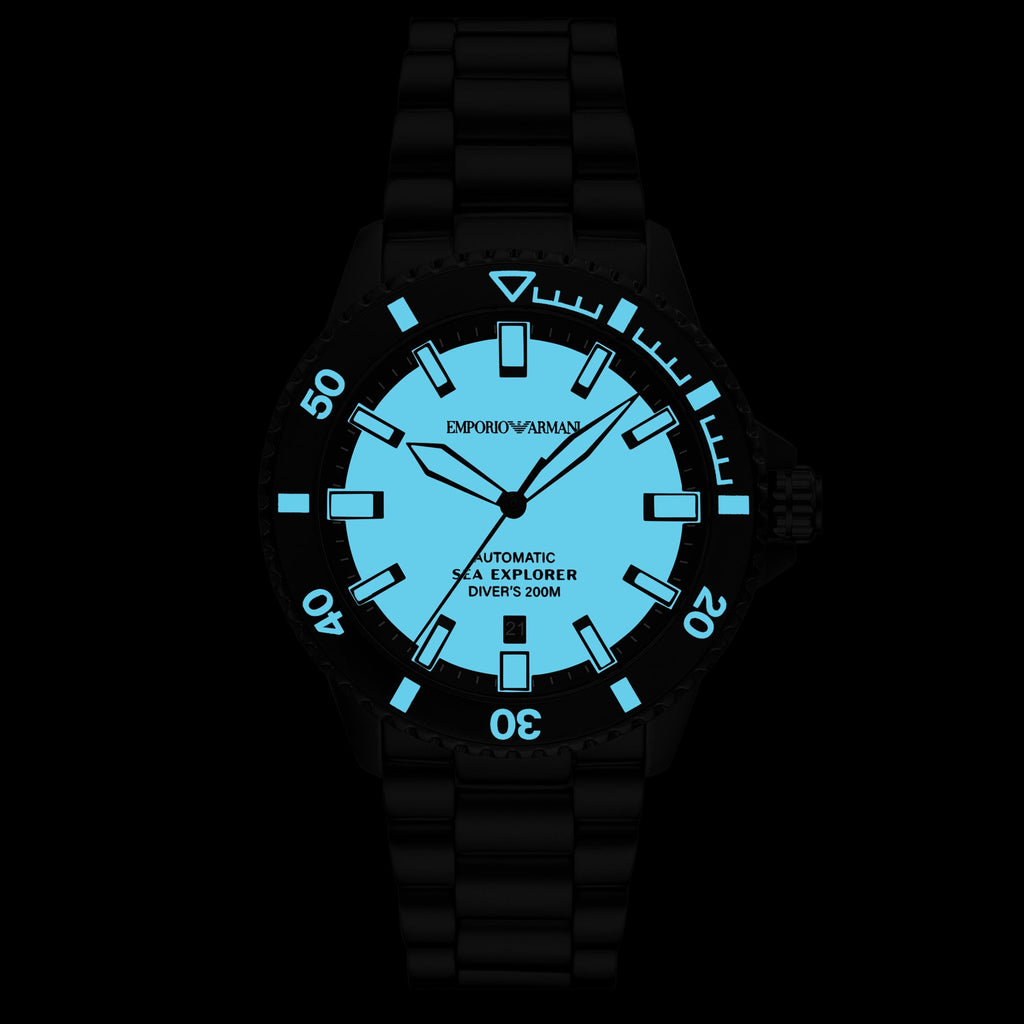 Emporio Armani Sea Explorer Automatic Watch AR60084 | 200m Diver – Blue ...
