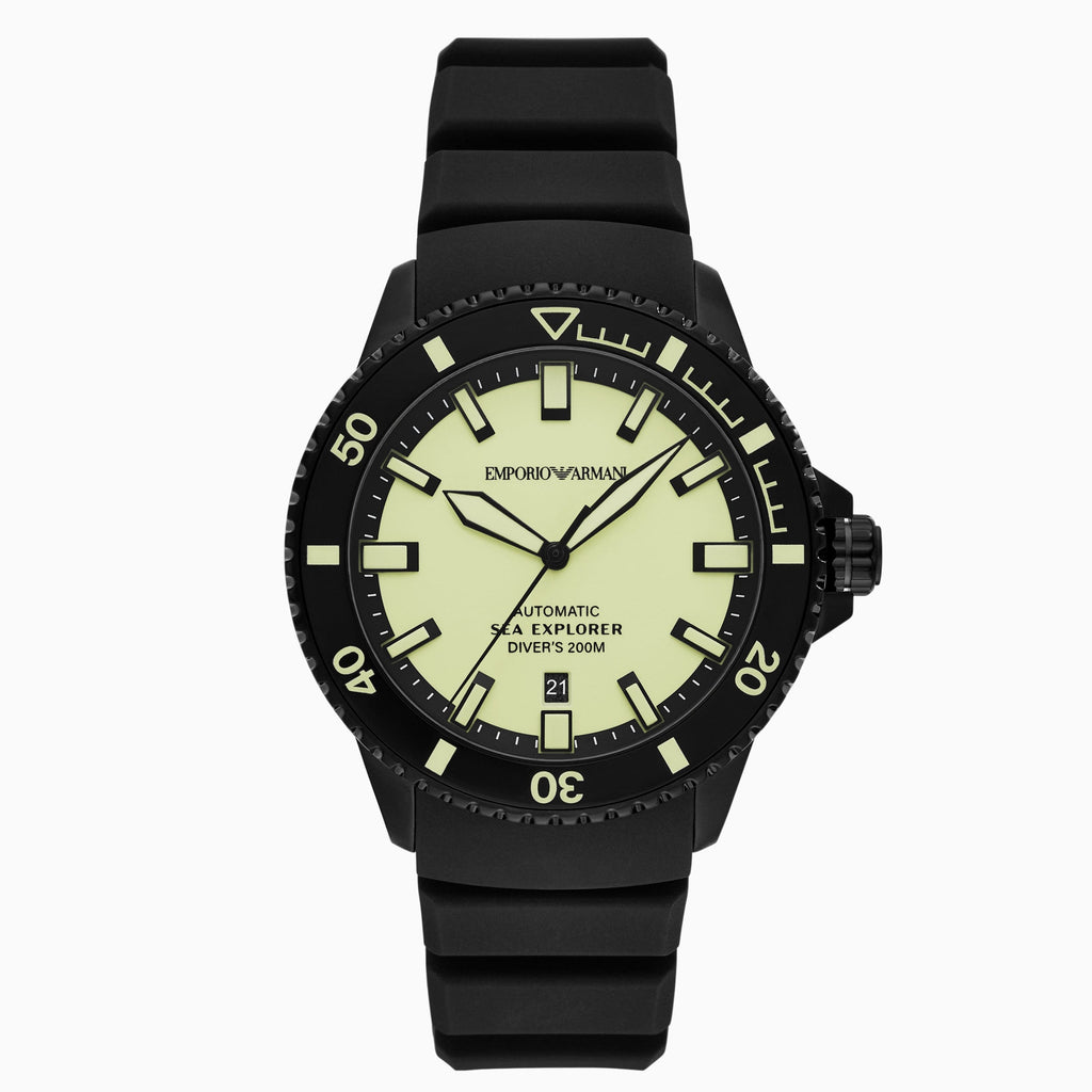 Emporio Armani Sea Explorer Automatic Silicone Watch – Blue Salon