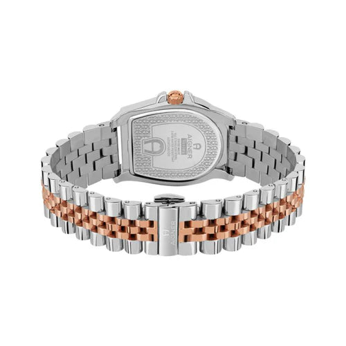 Aigner Verona His & Her Stainless Steel Rose Gold Pair Watch Set – Blue ...