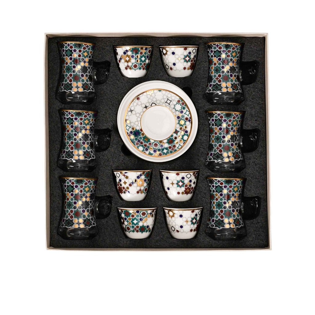 Casa Blu Luxury 13-Piece of Mosaic Gawa Cups & Tea Set with Saucers ...