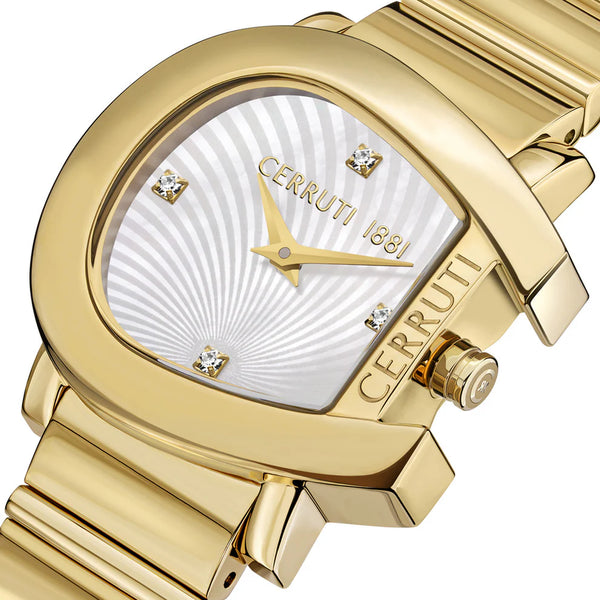 Cerruti 1881 Cavallina Ladies White Dial Gold Stainless Steel Watch ...