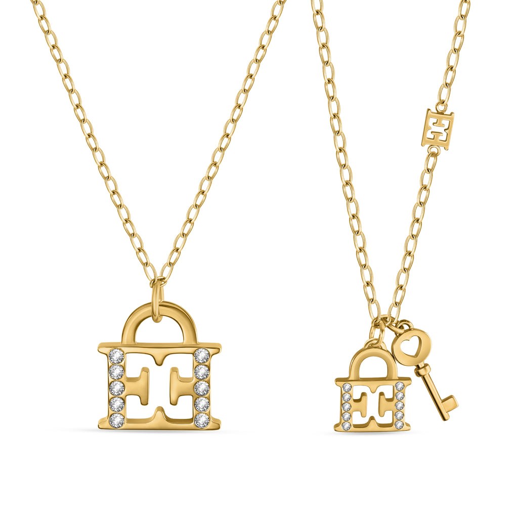 Escada Minna Gold Lock and Key "Mom & Me" Necklace Set – Blue Salon