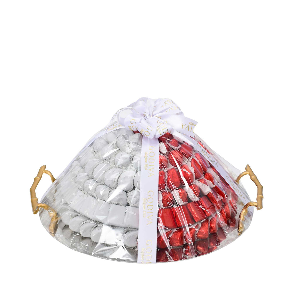 Godiva Assorted Chocolates in silver tray with gold handle 1600 grams ...