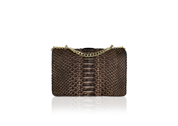 Kyra Women's Luxury Python-Print Shoulder Bag | Blue Salon | Qatar | GCC