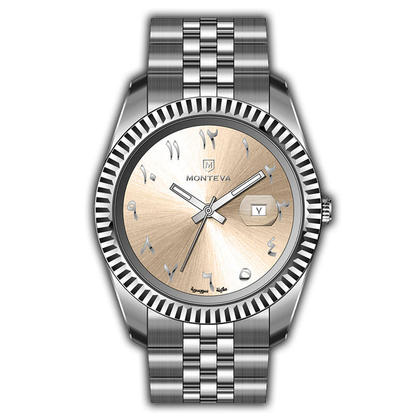 Monteva ROLL Gents Champagne Dial Watch with Arabic Numerals and Metal ...