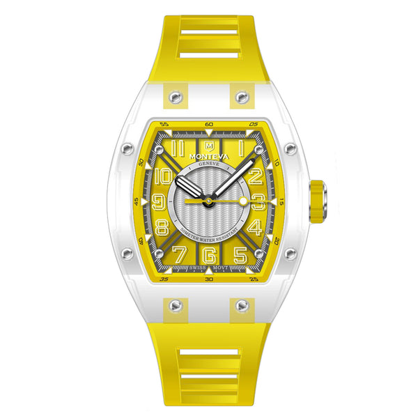 Monteva Oval Gents Yellow Dial Watch with Yellow Rubber Strap ...