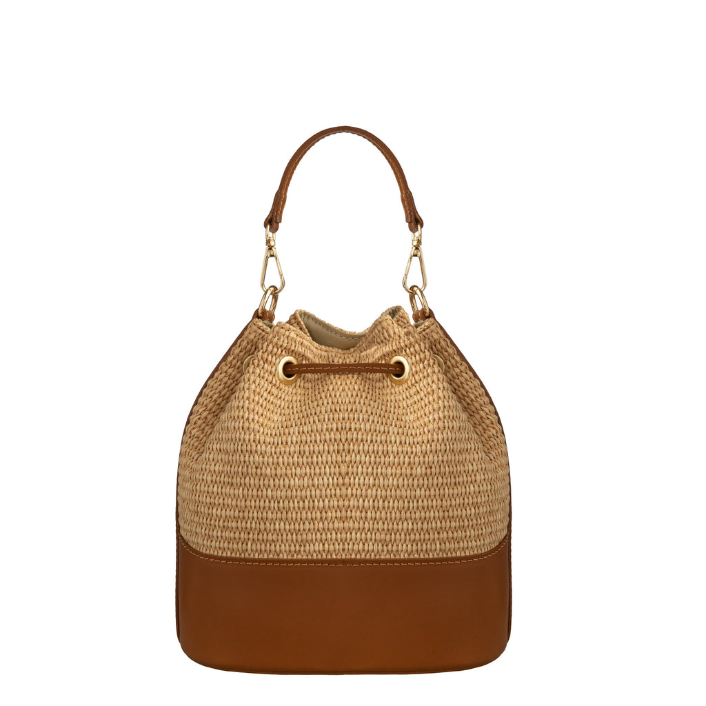 Piumelli Women's MEG Straw and Dollaro Leather Polyester Lining Handbag ...