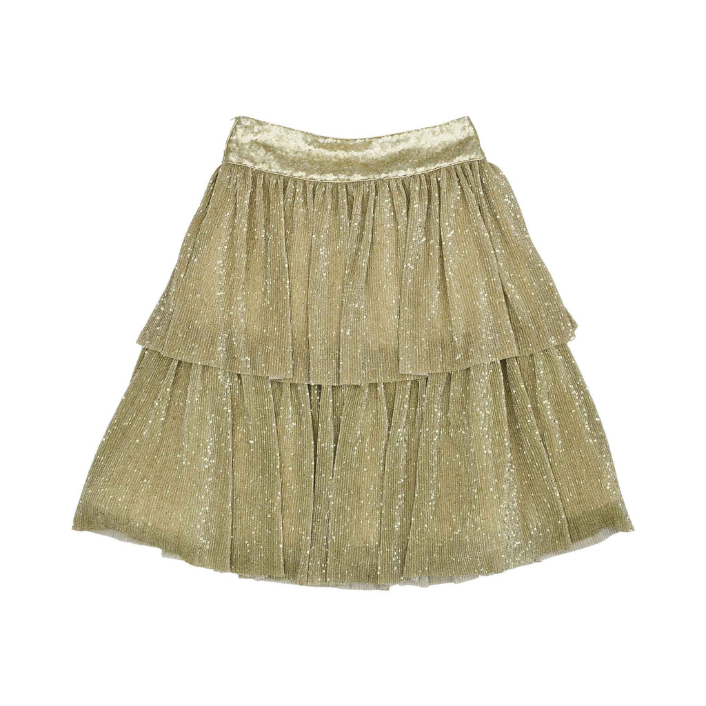 Mimisol Kids Girl's Logo T-Shirt & Gold Lurex Tiered Skirt Two-Piece ...