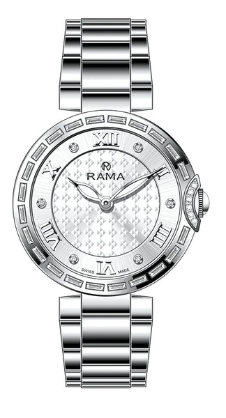 Rama Ladies Quartz Watch Full Stainless Steel Case & Bracelet With Whi ...