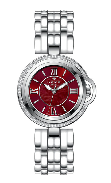 Rama Ladies Red Dial Stainless Steel Quartz Watch – Blue Salon