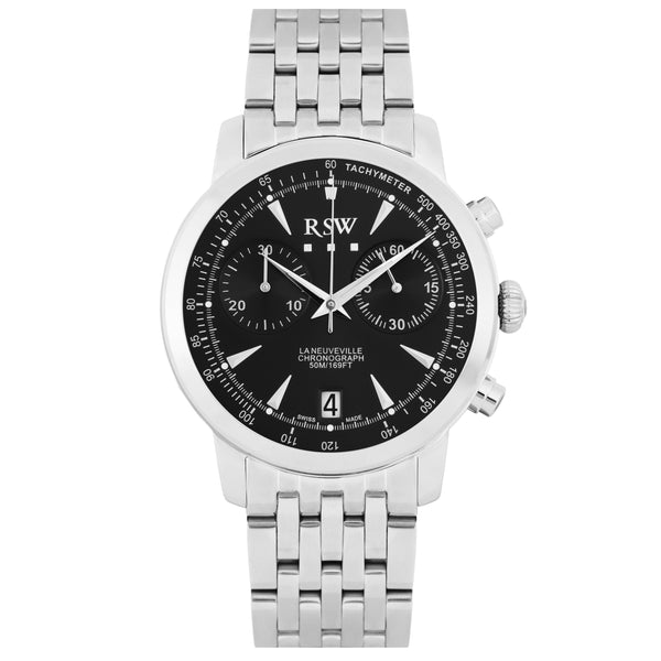 RSW Gents Black Dial Chronograph Stainless Steel Quartz Watch ...