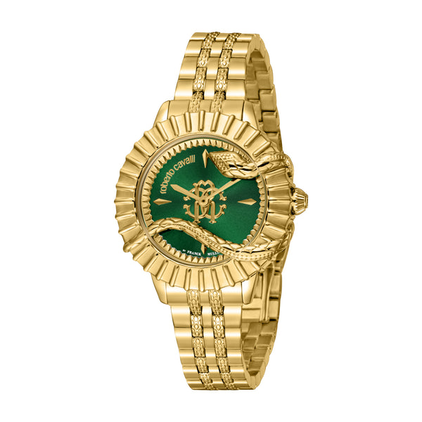 Roberto Cavalli Ladies Green Dila Gold Tone Watch – Blue Salon
