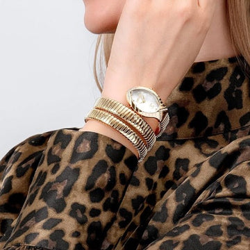 Luca Barra Women's Steel Clover & Pearl Bracelet | Blue Salon Qatar