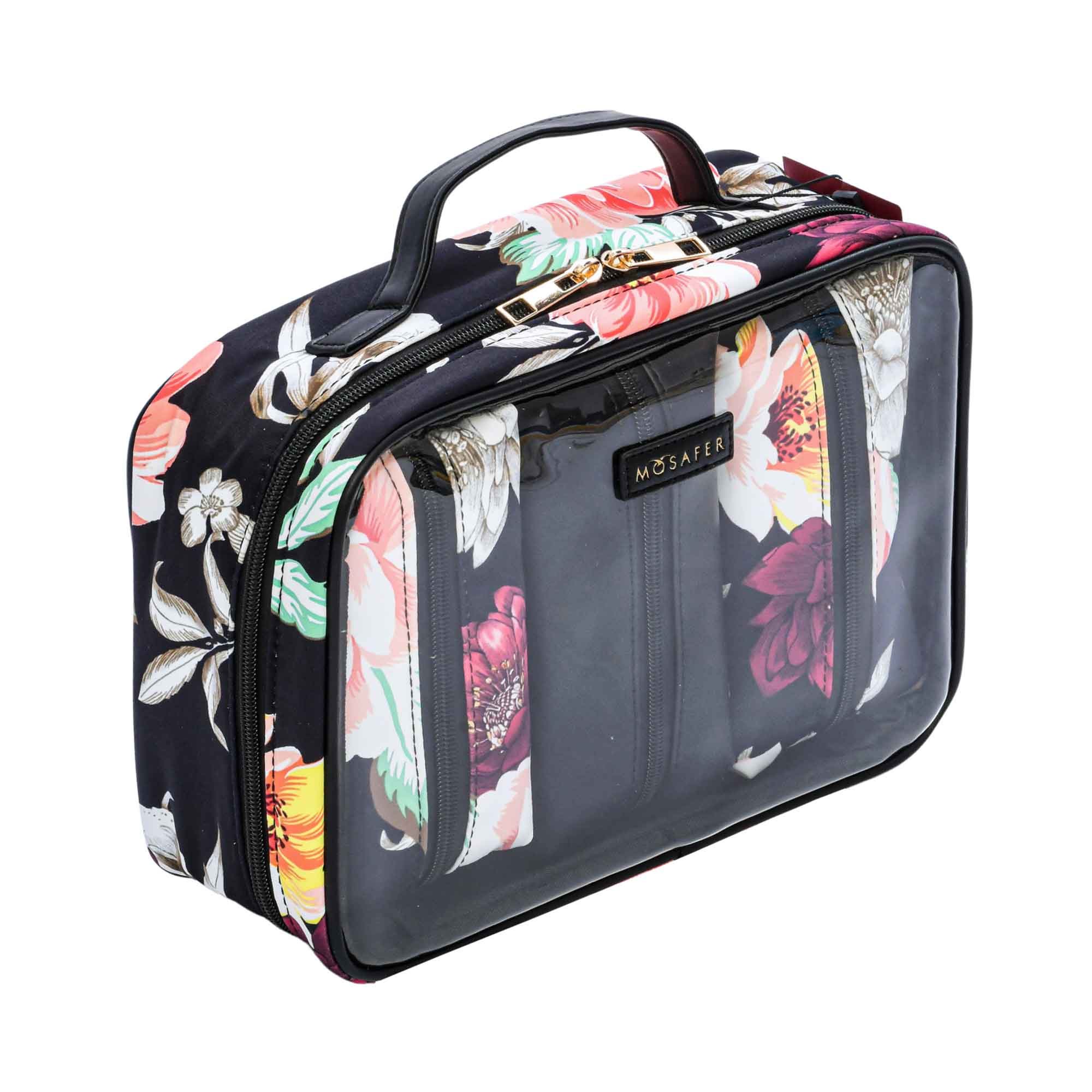 Mosafer Women's Seasonal Collection Black Floral Toiletry, Size : 29X1 ...