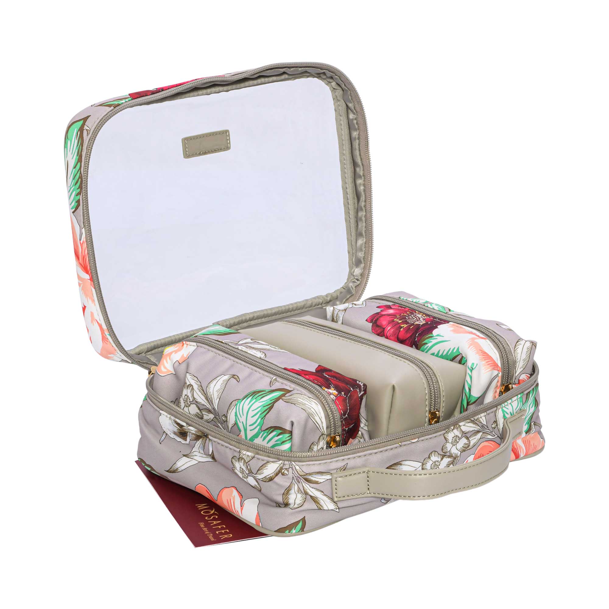 Mosafer Seasonal Collection Grey Floral Toiletry, Size : 29X19X9cm ...