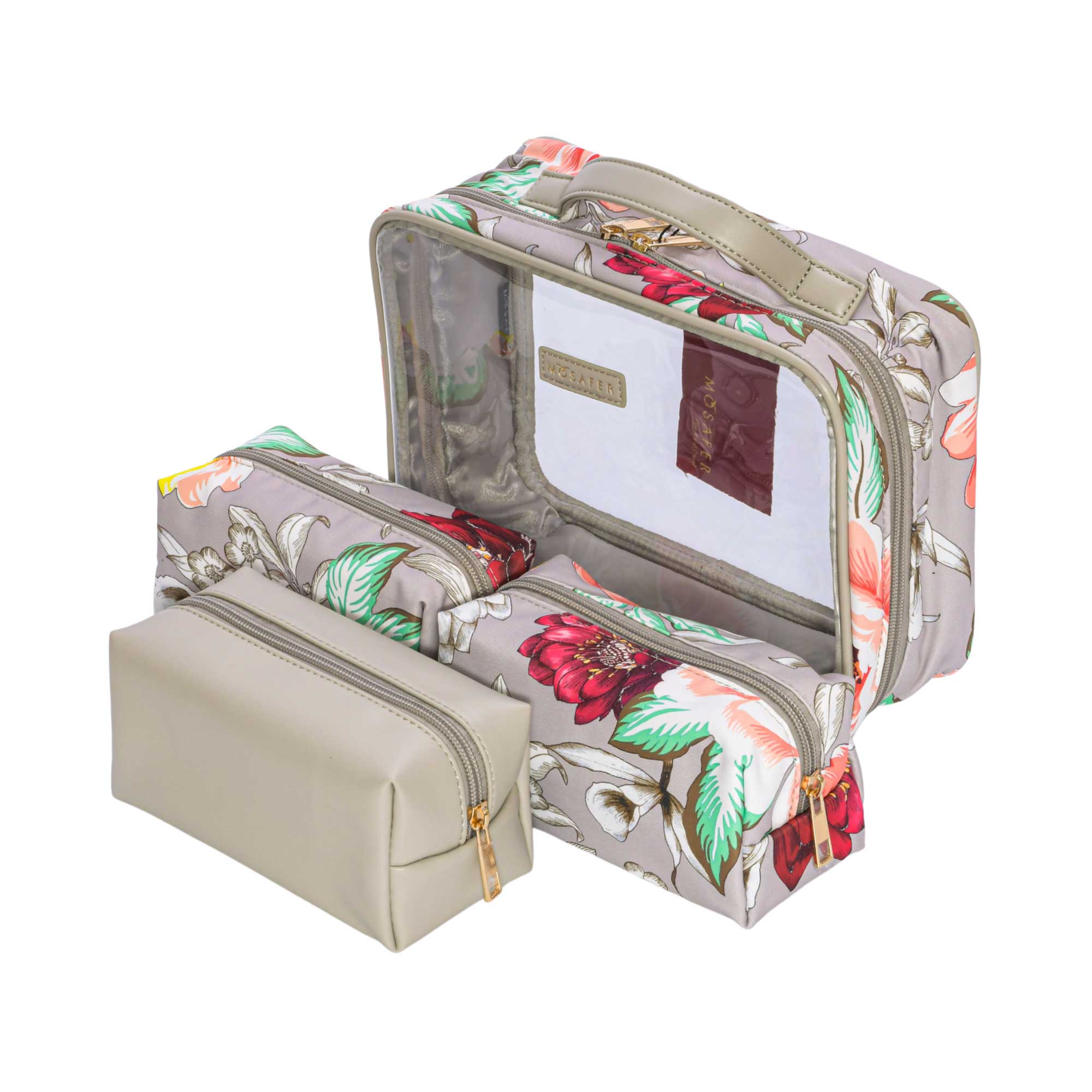 Mosafer Seasonal Collection Grey Floral Toiletry, Size : 29X19X9cm ...