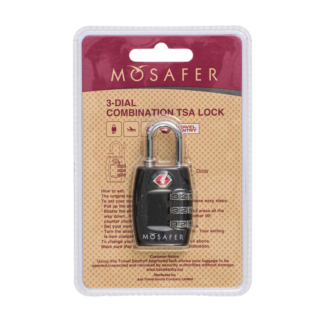 Mosafer Zinc Alloy Combination TSA Black Padlock, Size: 63X30X14cm ...