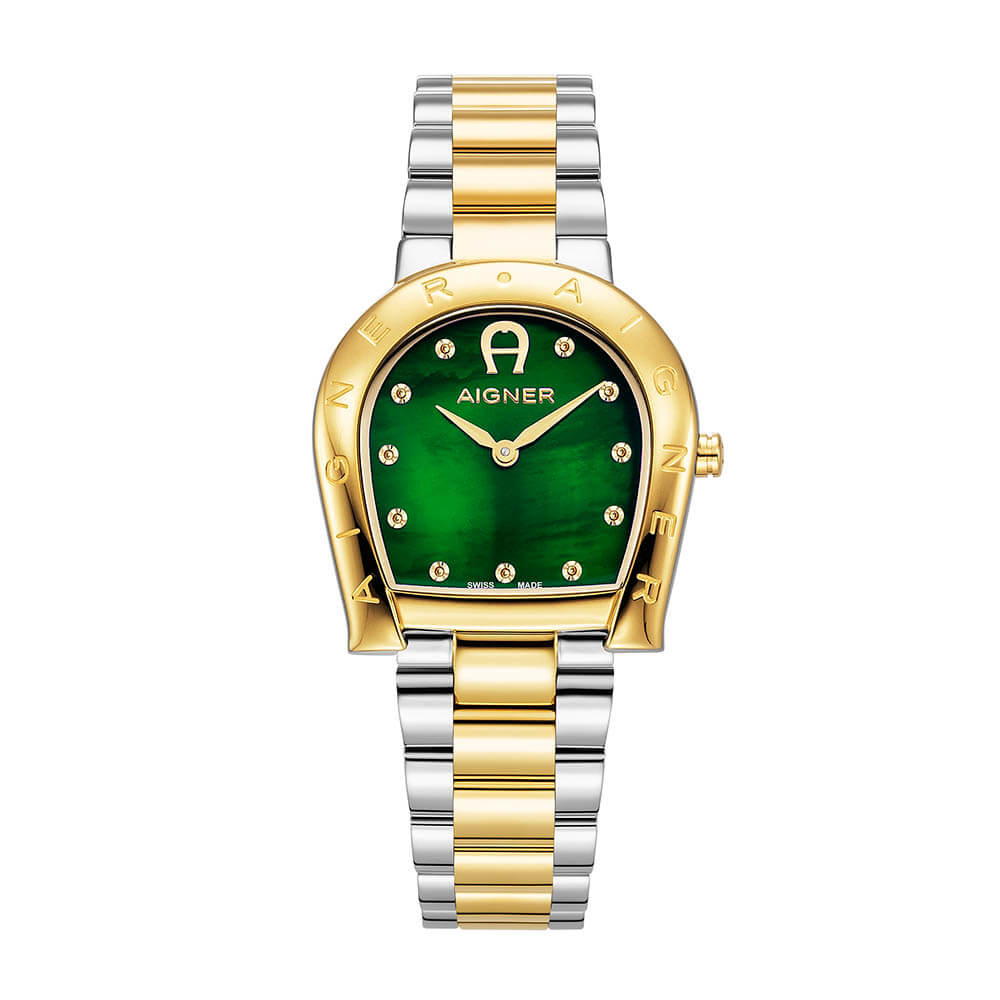 Aigner Ravenna Women's Green Dial Silver Gold Watch – Blue Salon