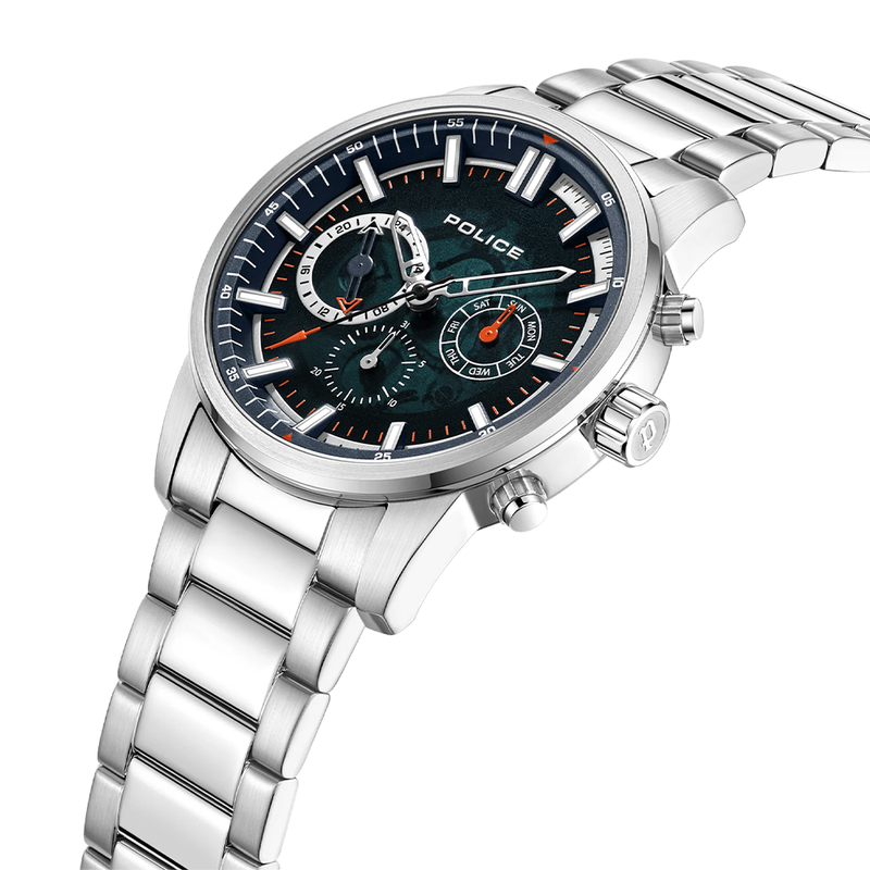 Police Greenlane Men's Black/Green Dial Stainless Steel Watch ...