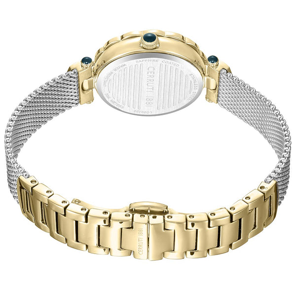Cerruti 1881 Nemi Ladies White Dial Gold Case Silver Mesh Bracelet Wat ...