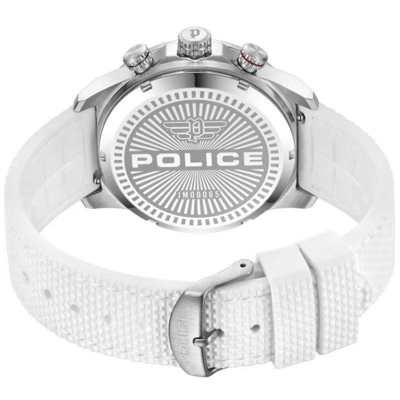 Police Rotorcrom Gents Analog Grey Dial Silver Case White Silicon Watc ...