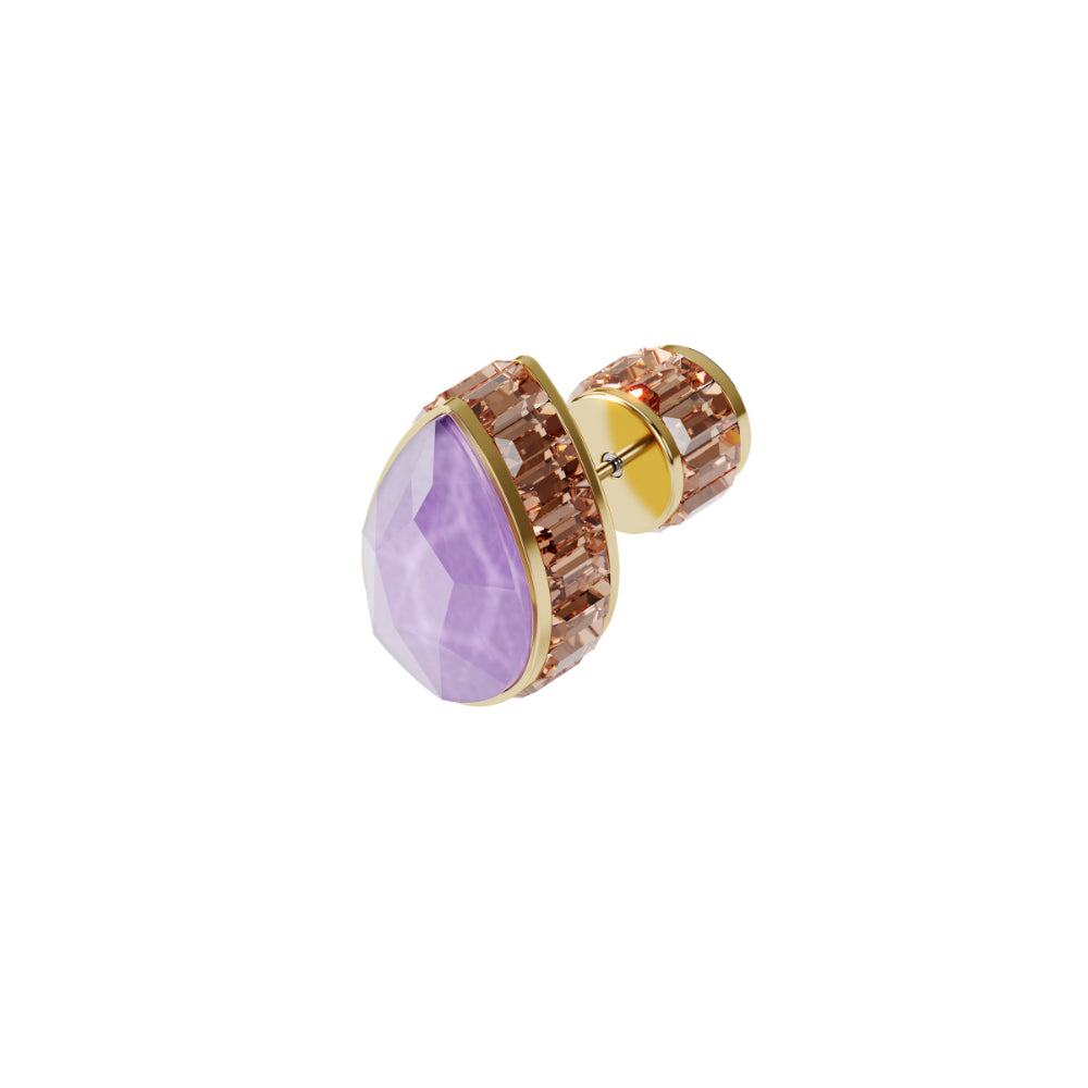 Swarovski Orbita Earring Single, Drop Cut Crystal, Multicolored, Gold ...