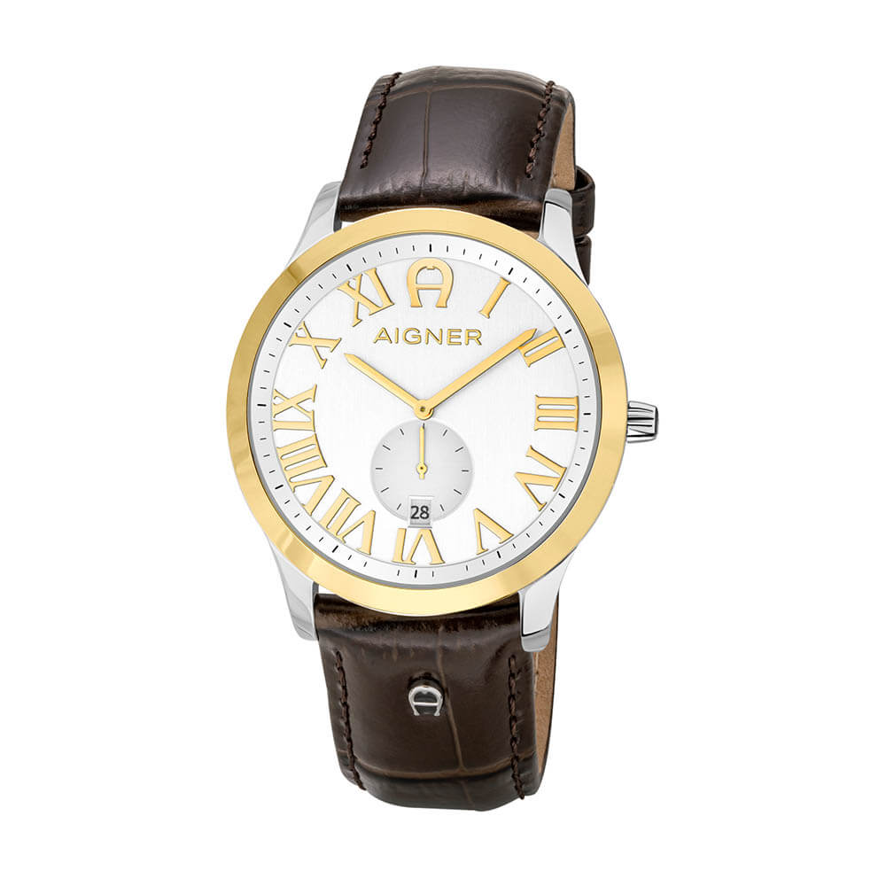 AIGNER Men's Treviso White Dial & Brown Strap Leather Watch – Bluesalon.com