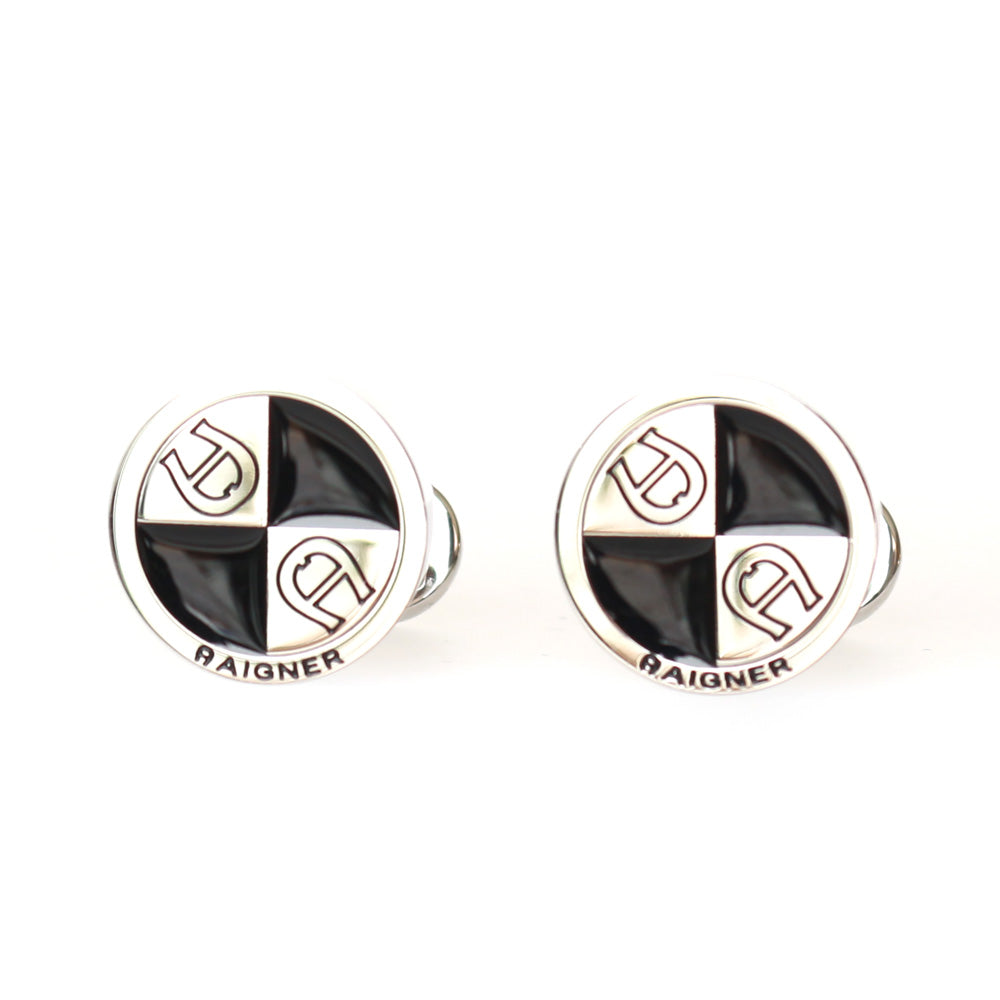 Aigner Stainless Steel Cufflink With Double A Logo – Blue Salon