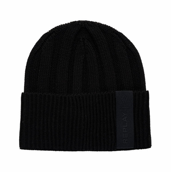 Replay Ribbed Beanie With turn-up – Blue Salon