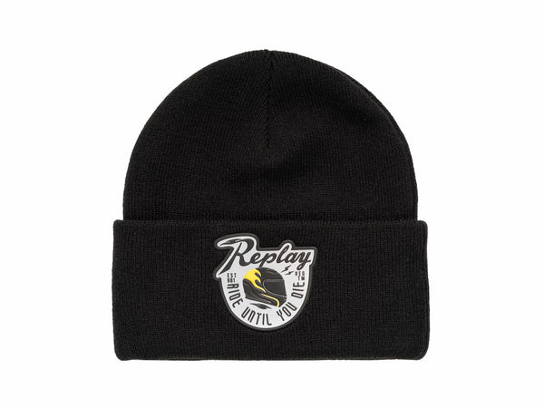 Replay Biker Beanie With turn-up – Blue Salon