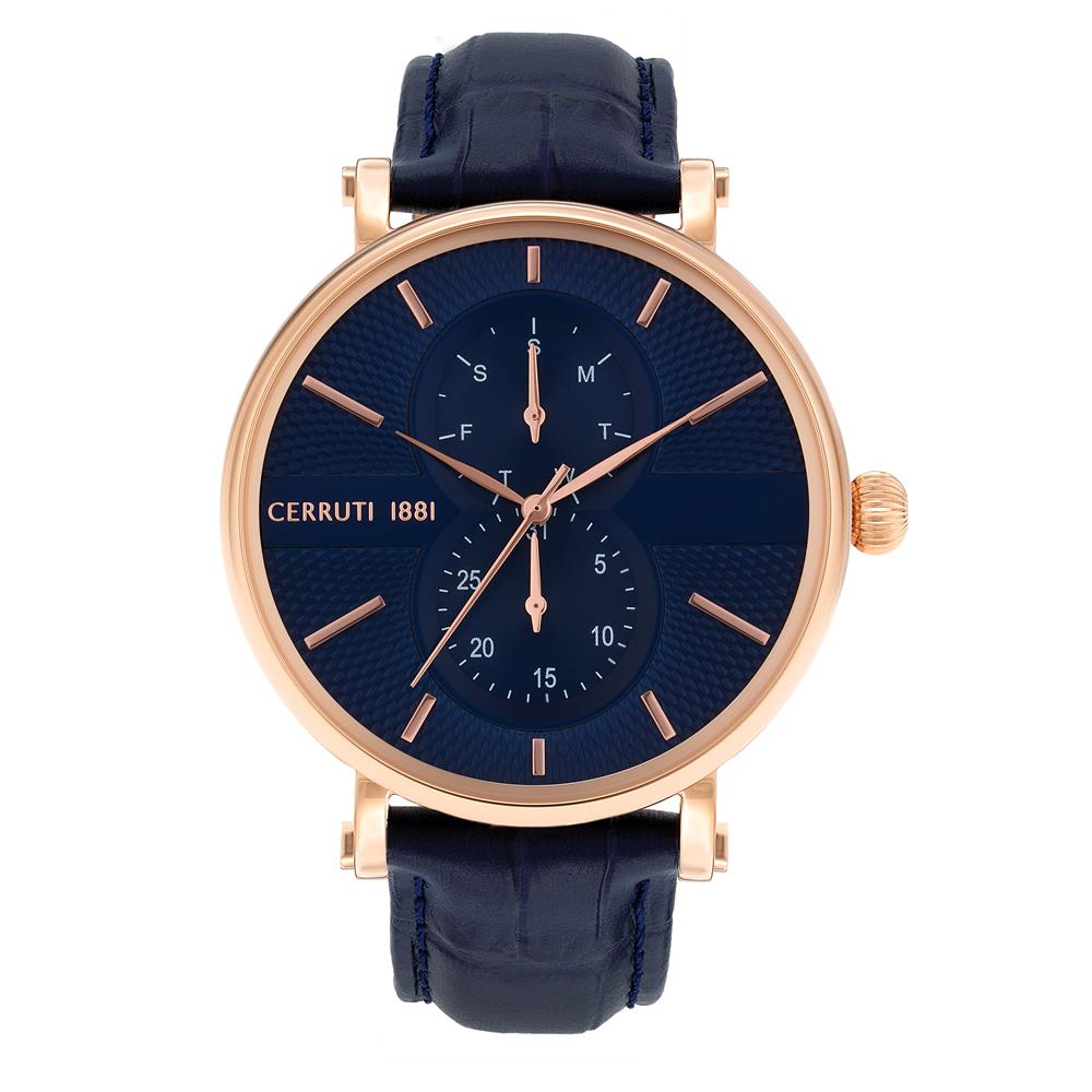 Cerruti Men's Watch With Blue Dial And Blue Leather Strap – Bluesalon.com