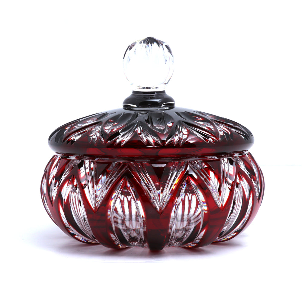 Caesar Crystal Candy Box With Lid In Hand Cut Red – Blue Salon