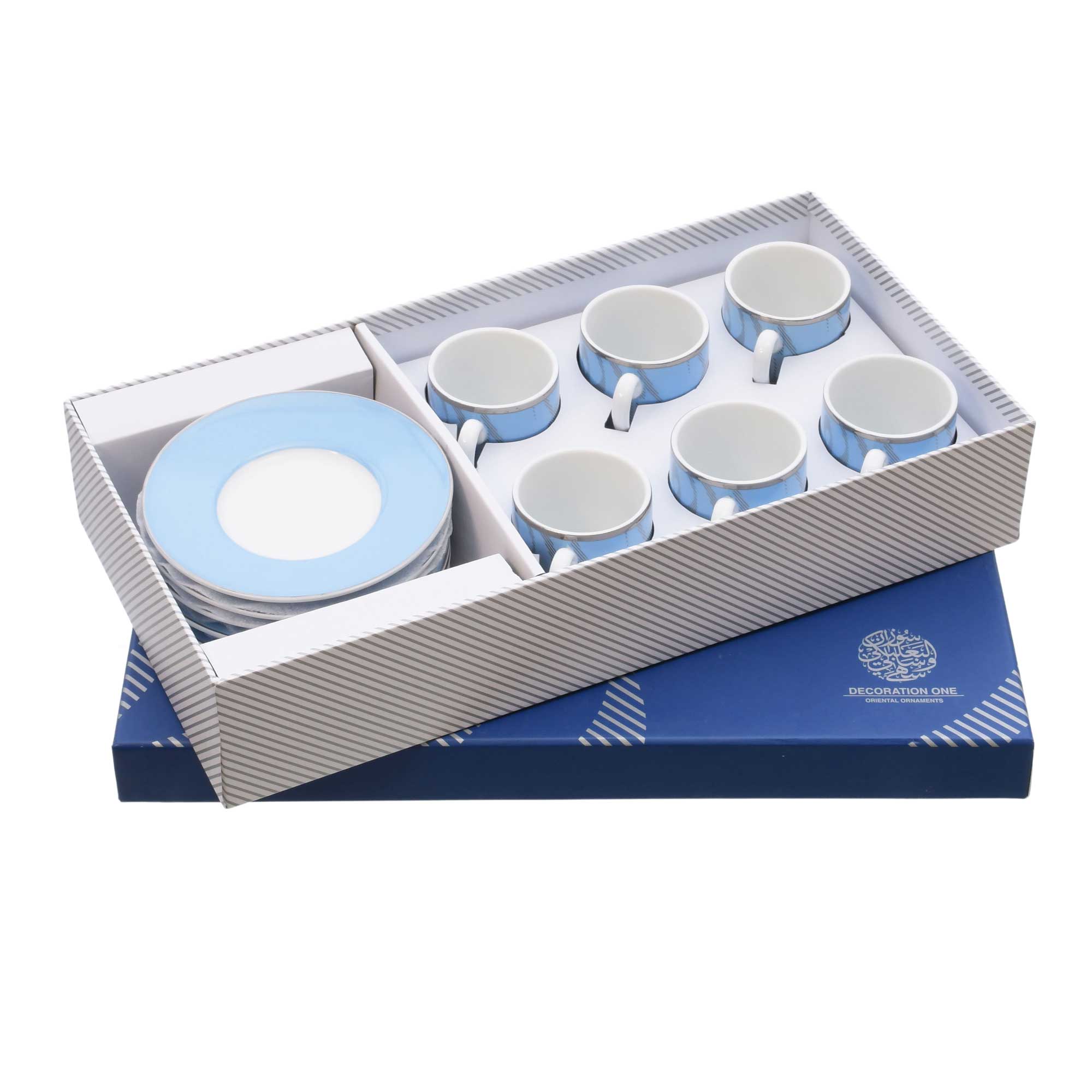 Decoration One New Bone Joy 100cc Coffee Cups Blue & Silver Set of 6 ...