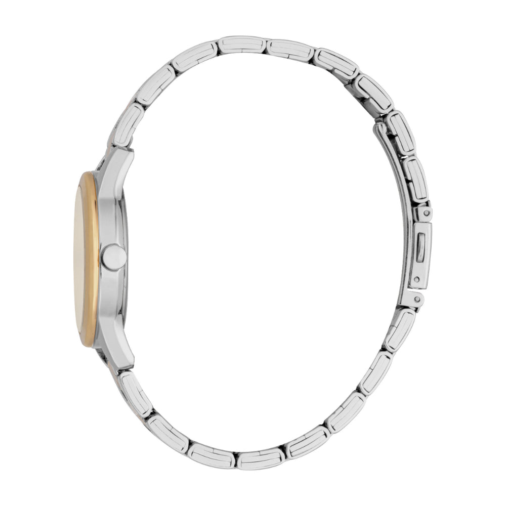 ESPRIT Women's Two Tone Silver and Gold Color Watch with Champagne Dia ...