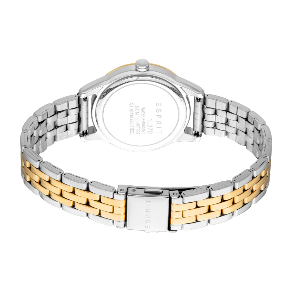 ESPRIT Women's Two Tone Silver & Gold Color Watch with Dark Green Dial ...